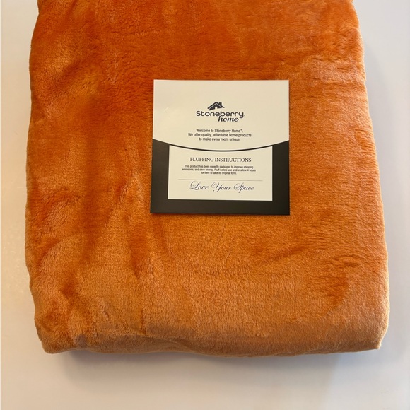 Stoneberry | Bedding | Orange Plush Blanket 5 X 60 Nwt | Poshmark